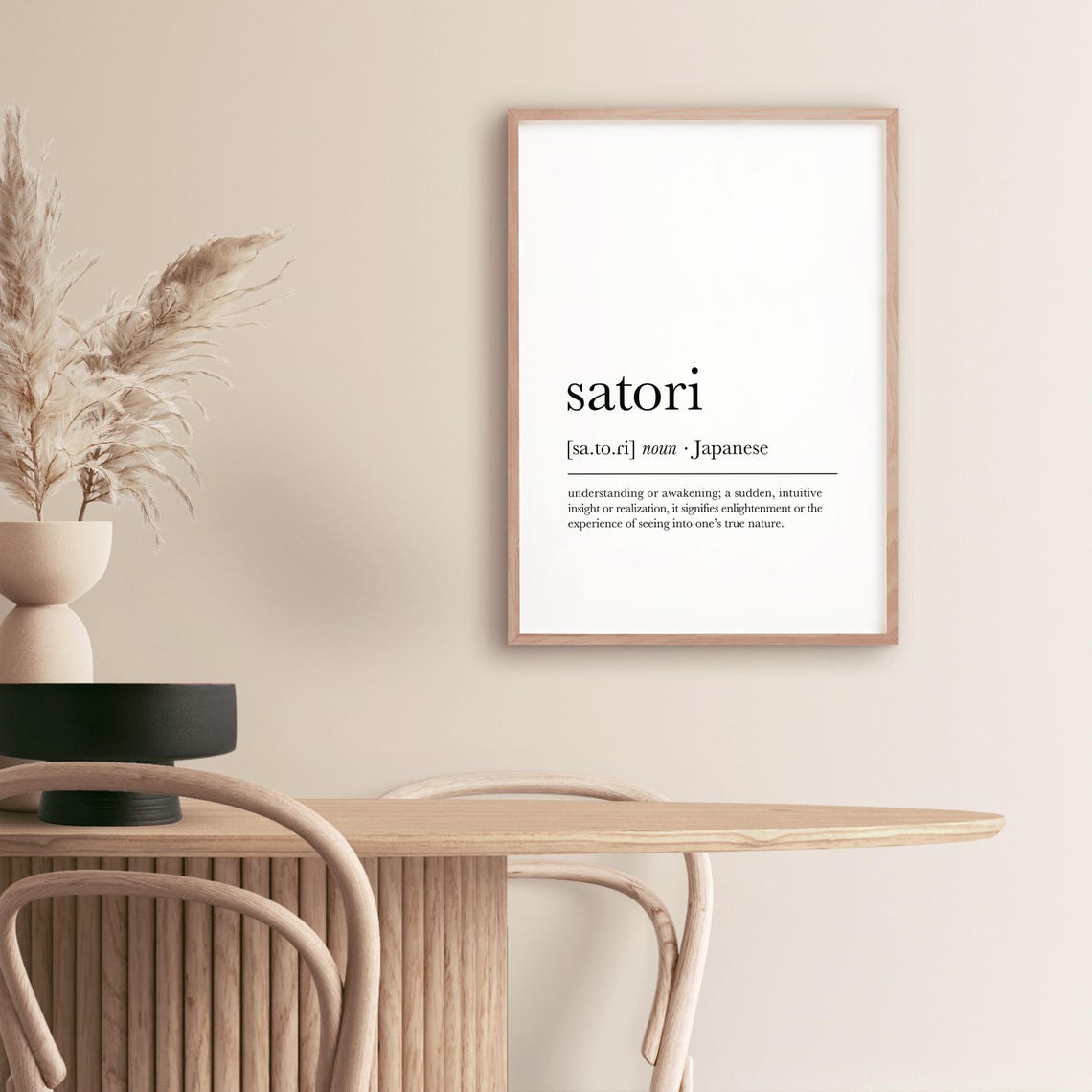 Satori Definition Print, Japanese Dictionary Artwork, Japandi Poster ...