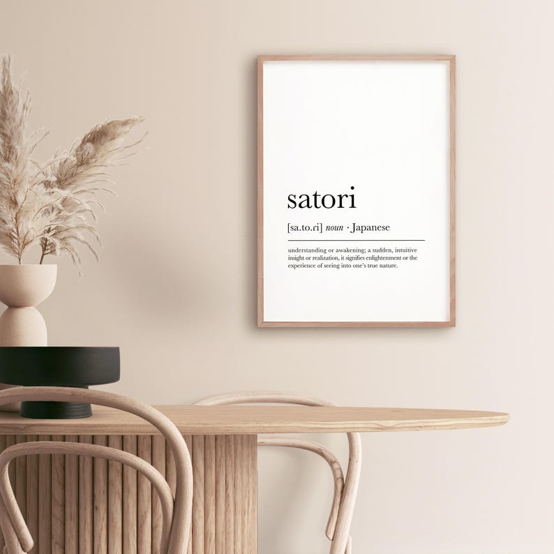 Satori Definition Print, Japanese Dictionary Artwork, Japandi Poster ...