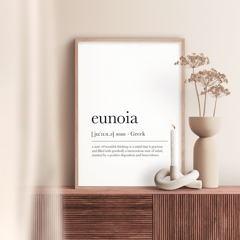 Eunoia Definition Print, Greek Word Definition Print, Greek Quote Print ...