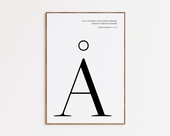 Letter Å Typography Print Modern Nordic Poster Danish Letter - Etsy