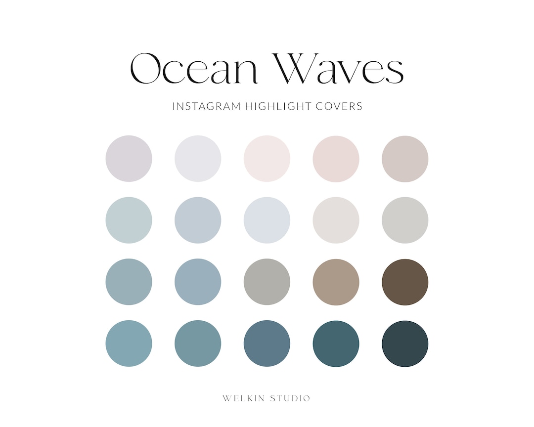 20 Ocean Waves Solid Instagram Stories Highlight Covers, IG Stories ...