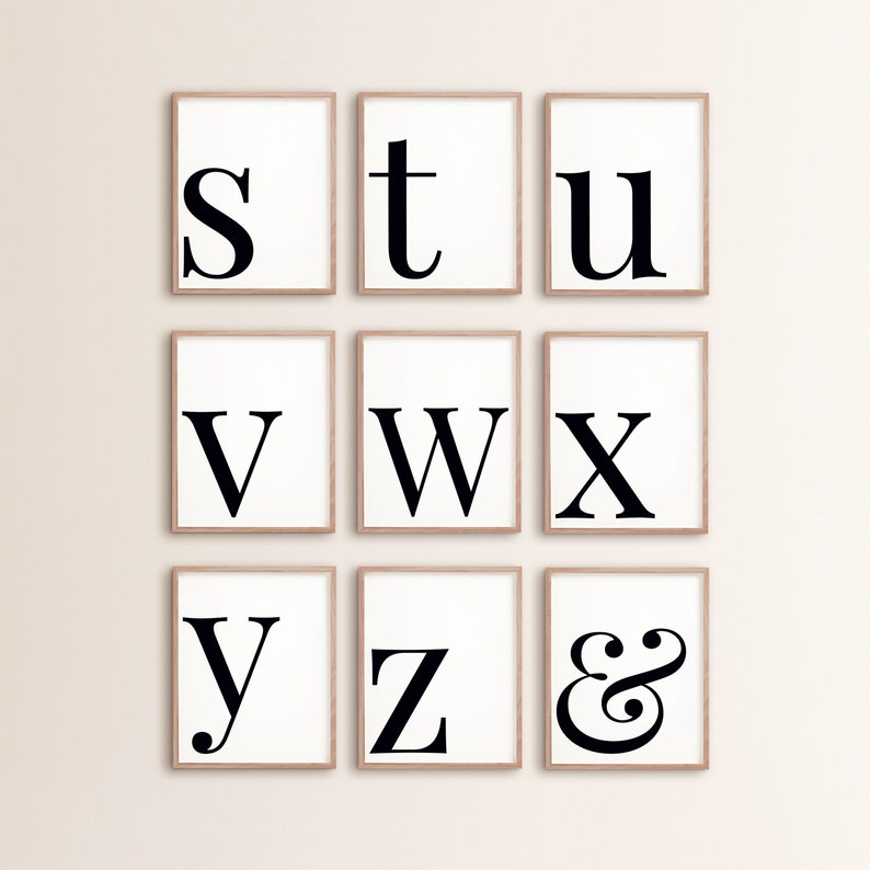 Modern Lowercase Name Initial, Monochrome Letter Poster, Surname Family ...