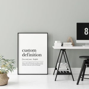 Custom Definition Print, Dictionary Artwork, Custom Word Print, Word ...