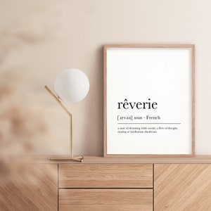 Reverie Definition Print, French Dictionary Poster, Nordic Print ...