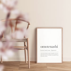 Omotenashi Definition Print, Japanese Dictionary Artwork, Japandi Poster, Japanese Word Meaning ...