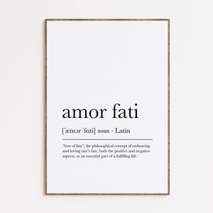 Amor Fati Definition Print, Dictionary Artwork, Latin Word Definition ...