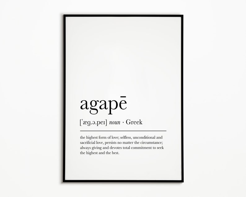Agape Definition Print Greek Word Meaning Print Scandinavian - Etsy