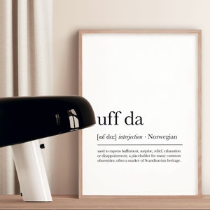 Uff Da Definition Print, Dictionary Artwork, Funny Scandinavian Print ...