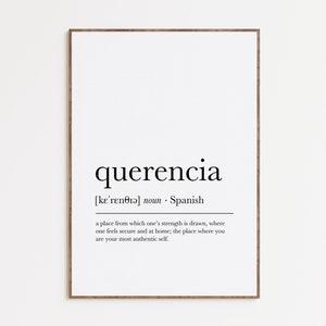 Querencia Definition Print, Dictionary Artwork, Spanish Word Definition ...