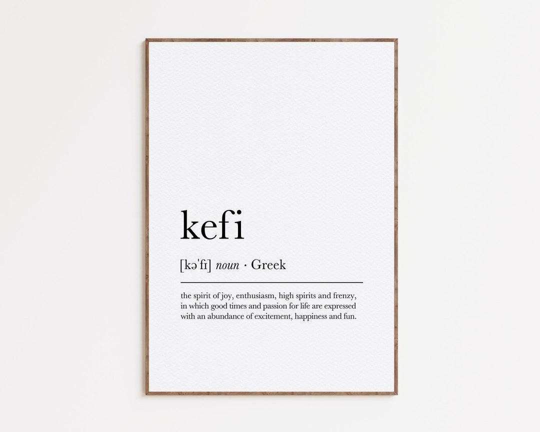 Kefi Definition Print, Greek Word Definition Print, Scandinavian Art, Nordic Print, Printable ...