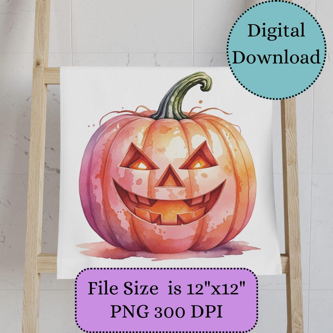 Watercolor Jack O' Lantern Art: Halloween Pumpkin Illustration (digital ...