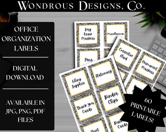 Printable Office Labels L Digital Prints L JPG L PNG L PDF L Office ...