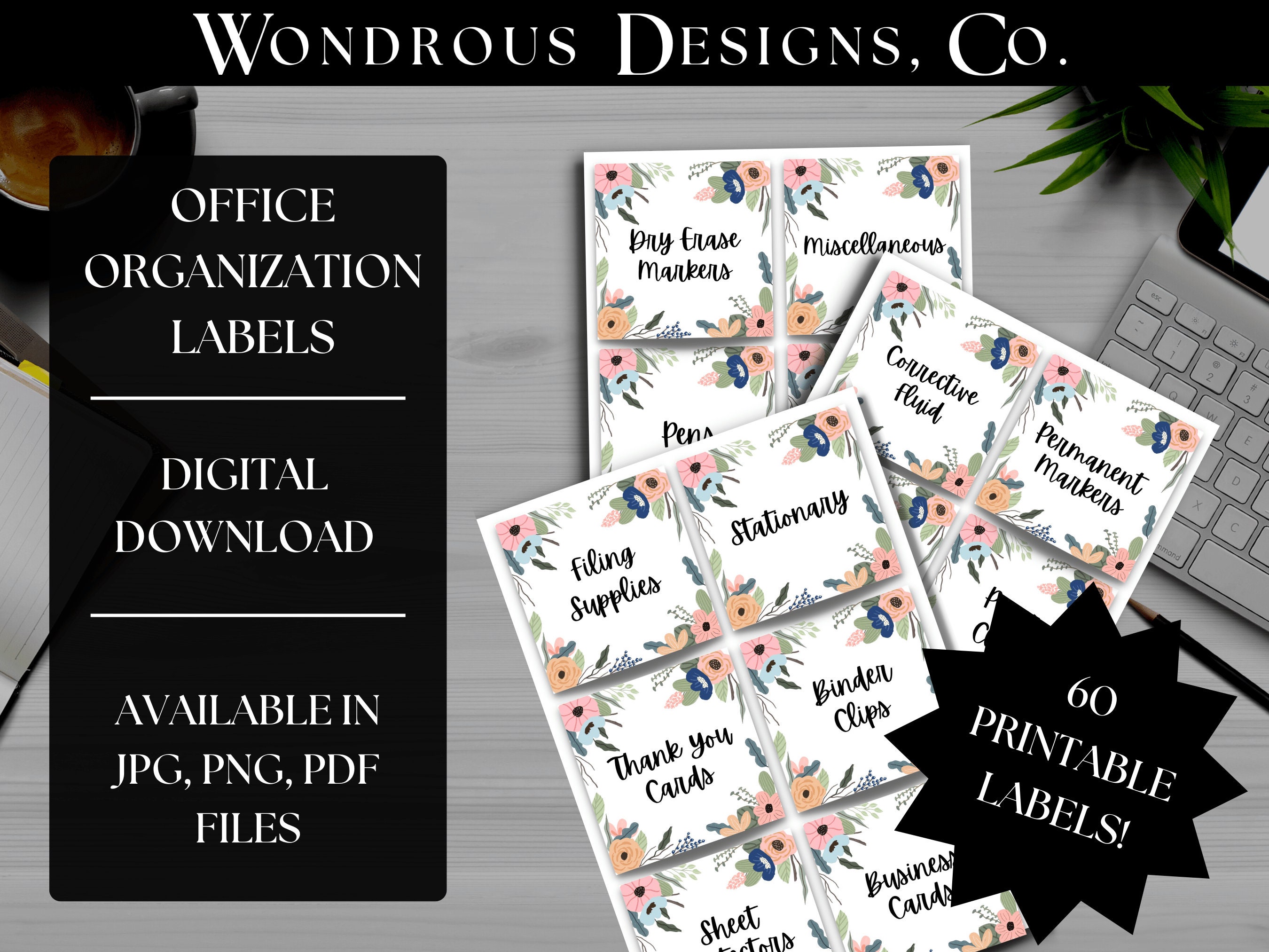 Printable Office Labels L Digital Prints L JPG L PNG L PDF L Office ...