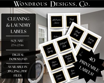 Printable Cleaning & Laundry Labels I Instant Downloadable Files I PDF ...