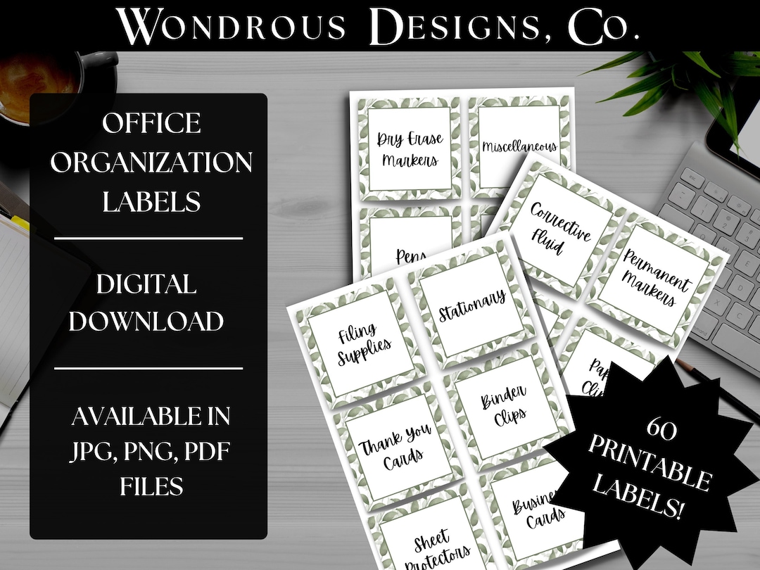 Printable Office Labels L Digital Prints L JPG L PNG L PDF L Office ...