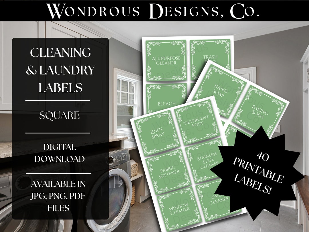 Printable Cleaning & Laundry Labels I Instant Downloadable Files I PDF ...