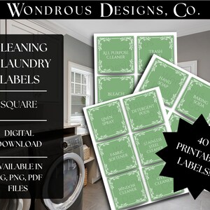Printable Cleaning & Laundry Labels I Instant Downloadable Files I PDF ...