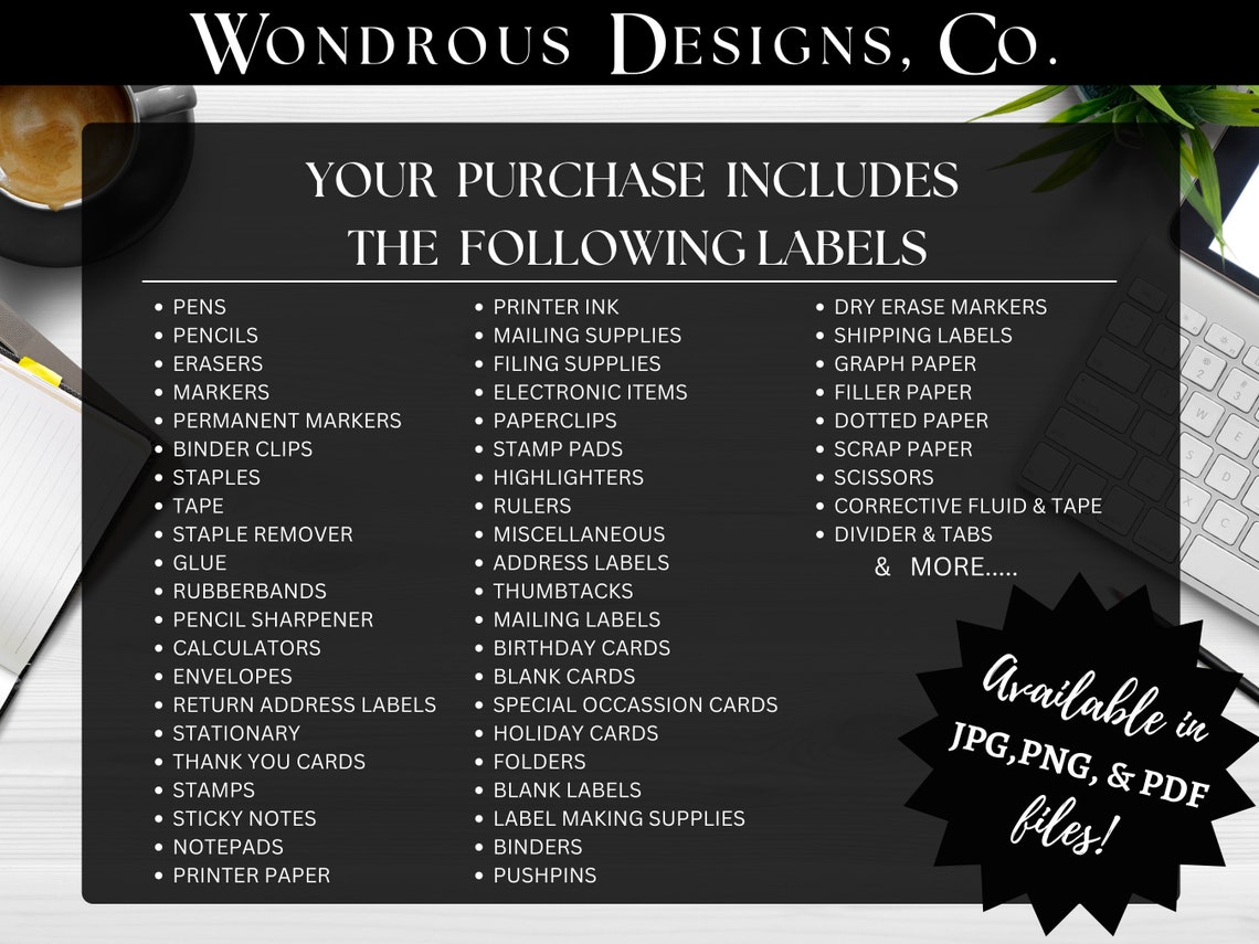 Printable Office Labels L Digital Prints L JPG L PNG L PDF L Office ...