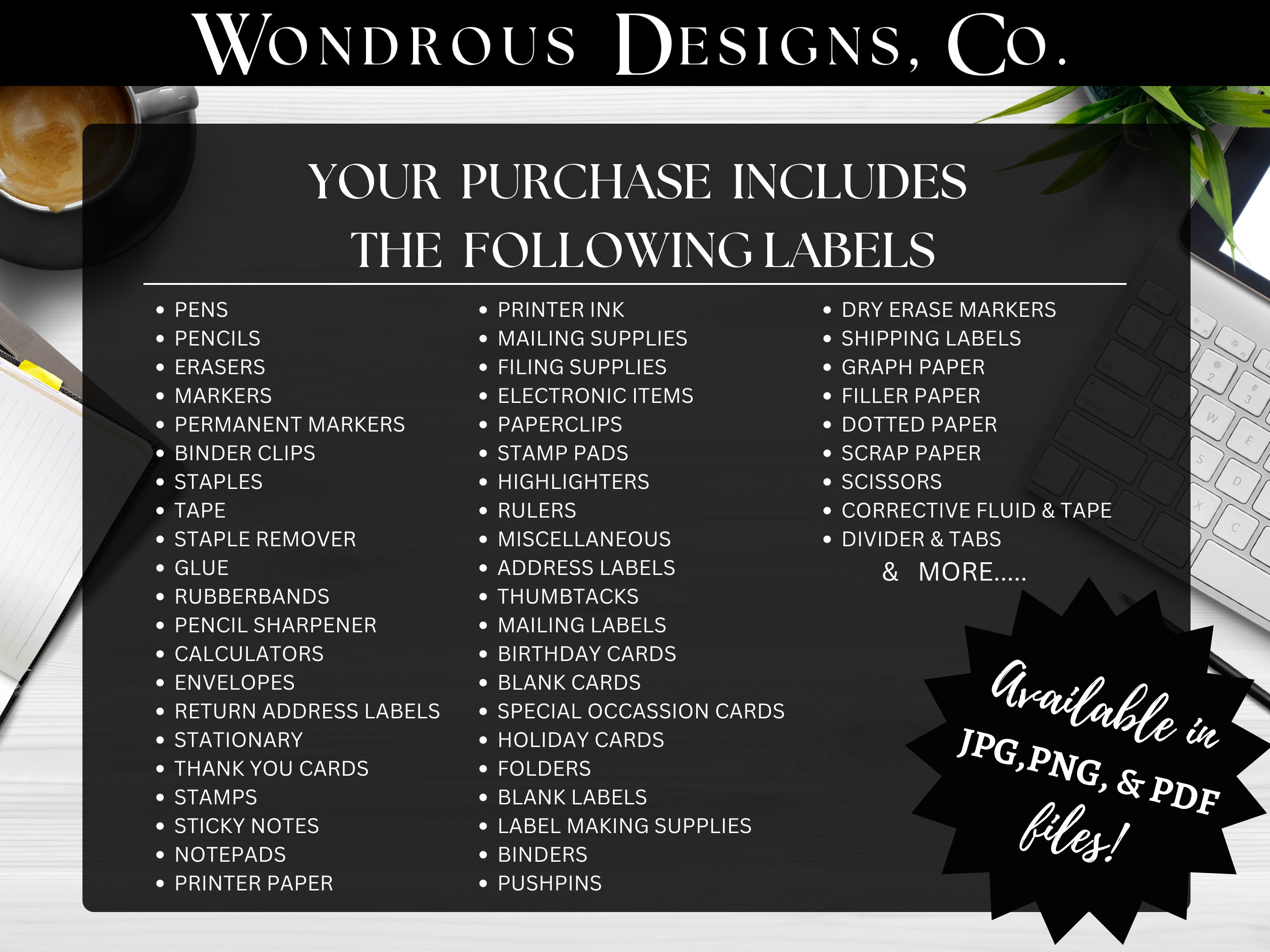 Printable Office Labels L Digital Prints L JPG L PNG L PDF L Office ...