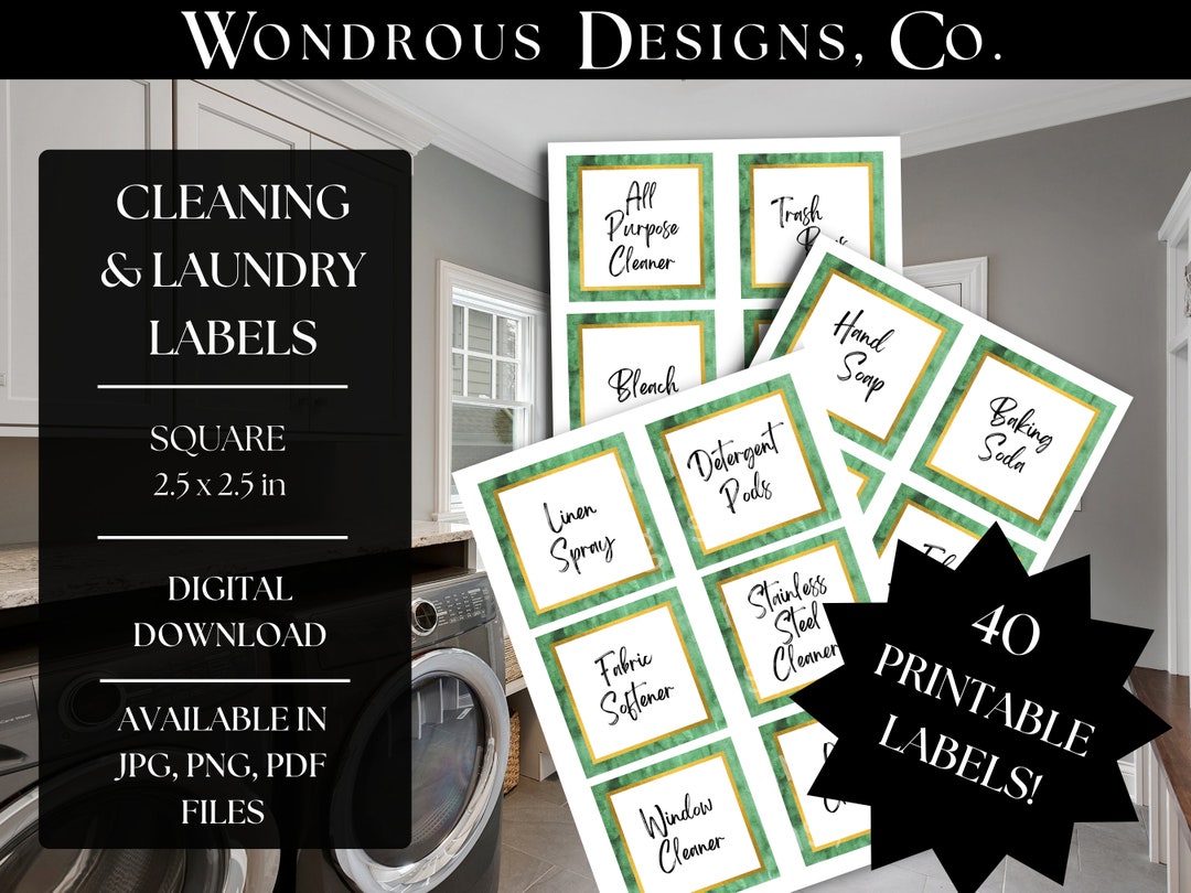 Printable Cleaning & Laundry Labels I Instant Downloadable Files I PDF ...