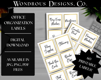 Printable Office Labels L Digital Prints L JPG L PNG L PDF L Office ...