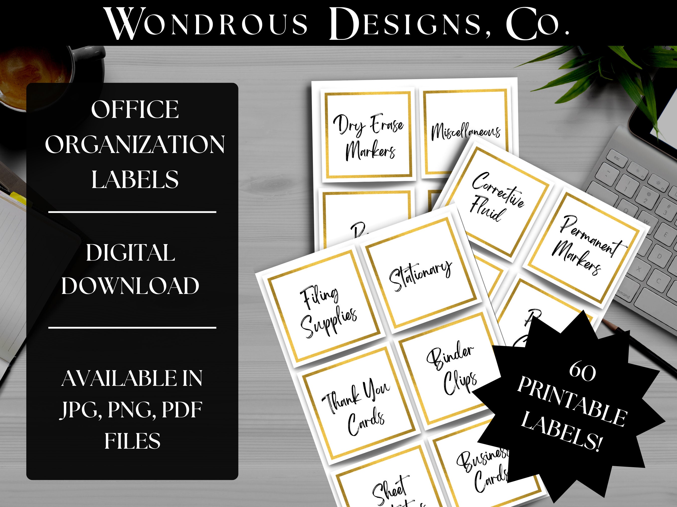 Printable Office Labels L Digital Prints L JPG L PNG L PDF L Office ...