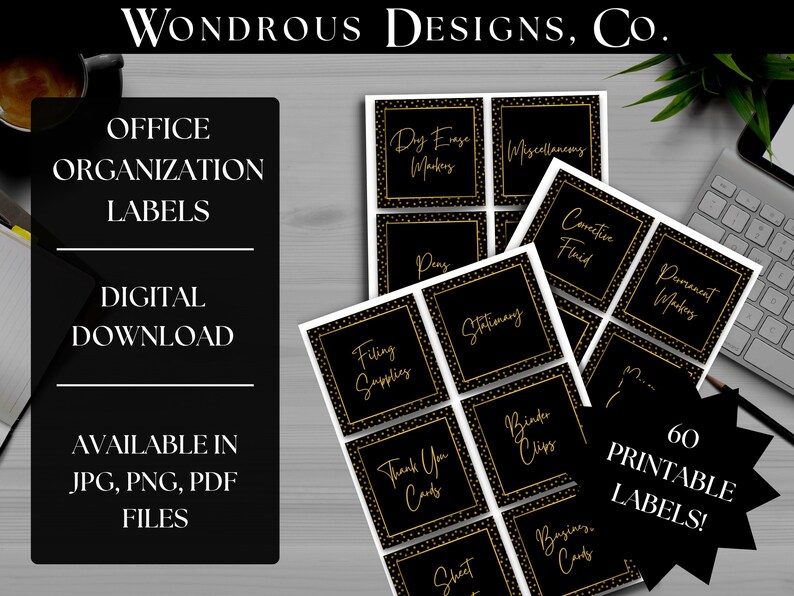 Printable Office Labels L Digital Prints L JPG L PNG L PDF L Office ...