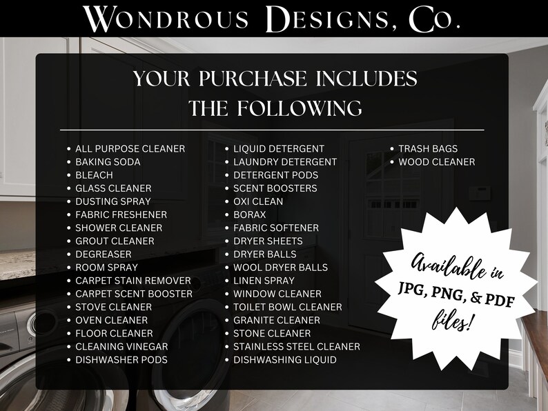 Printable Cleaning & Laundry Labels I Instant Downloadable Files I PDF ...