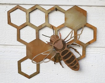 Large Metal Bee Art Metal Bee Sculpture Bee Sign Honey - Etsy
