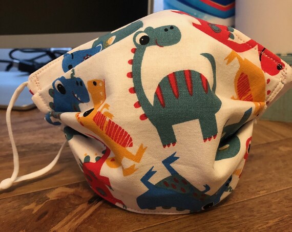 Dinosaur Face Mask Darling Dinos 3 Layers Adjustable | Etsy