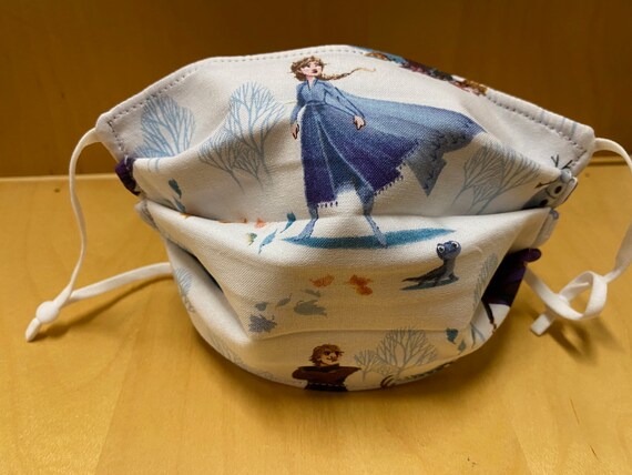 Frozen Face Mask Elsa and Anna 3 Layers Adjustable Nose | Etsy