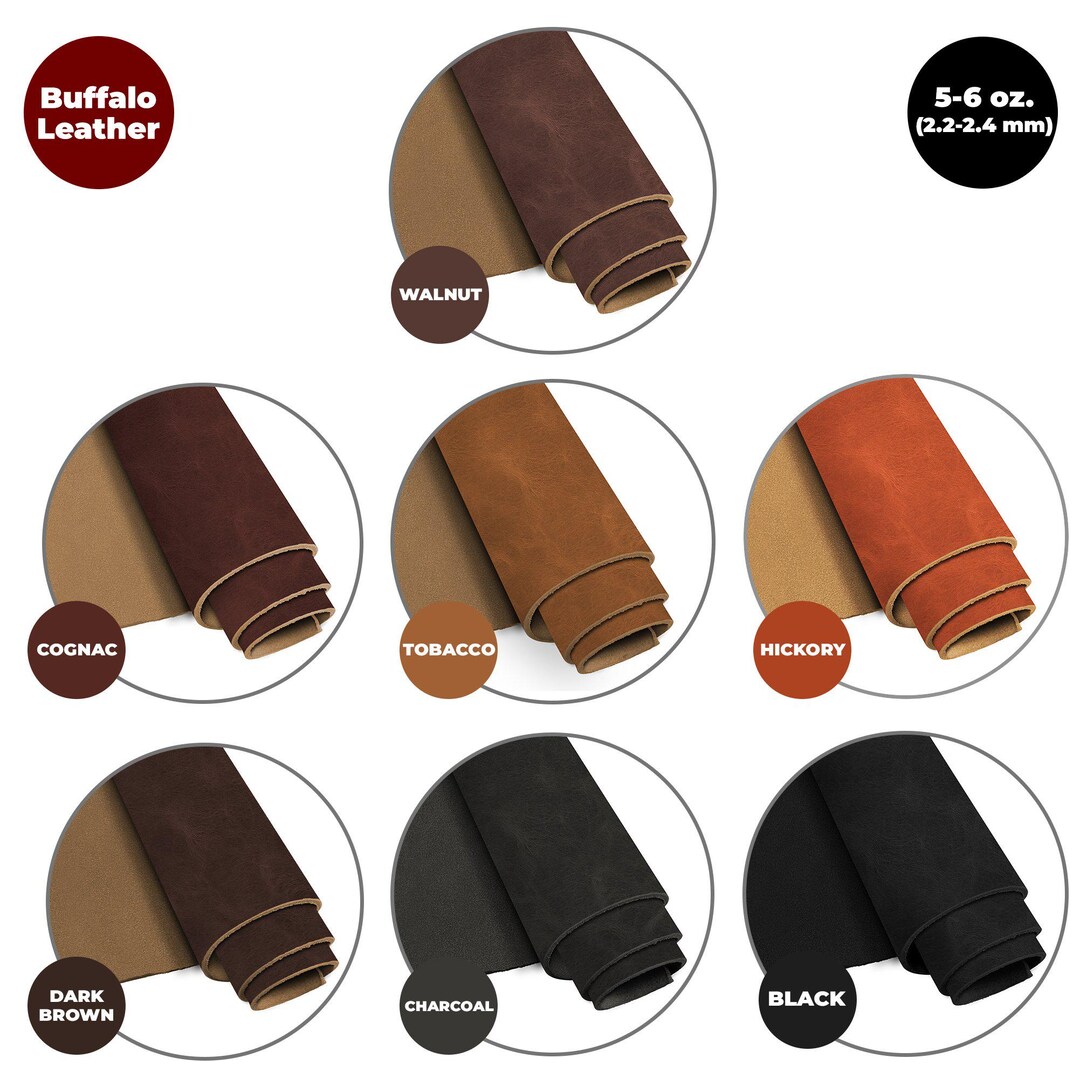 Buffalo Leather Hide 5-6 Oz (2-2.4mm): Full Grain Craft Leather Sheets ...