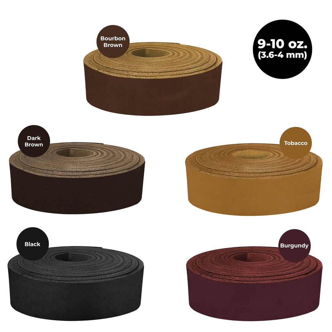European Leather Work Cowhide 9-10 Oz. (3-4mm) Leather Blank Belts 50 ...