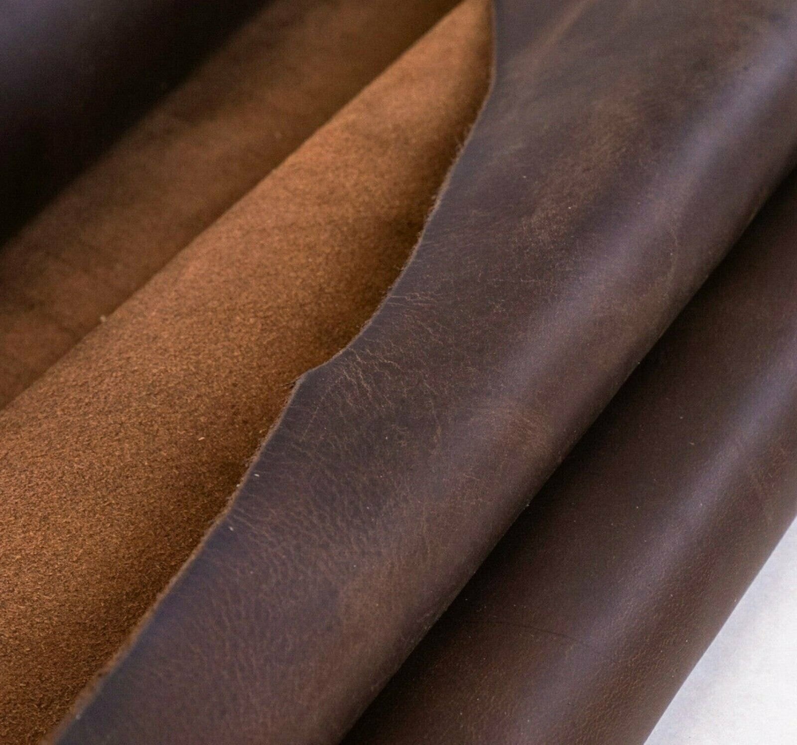 Full Grain Leather 12"x12" 5/6 Oz (1.8-2mm) Sable Brown Oil Tan Cowhide ...