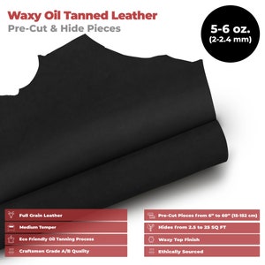 European Leather Work Oil Tanned Waxy Finish Leather 5-6 Oz (2-2.4mm ...
