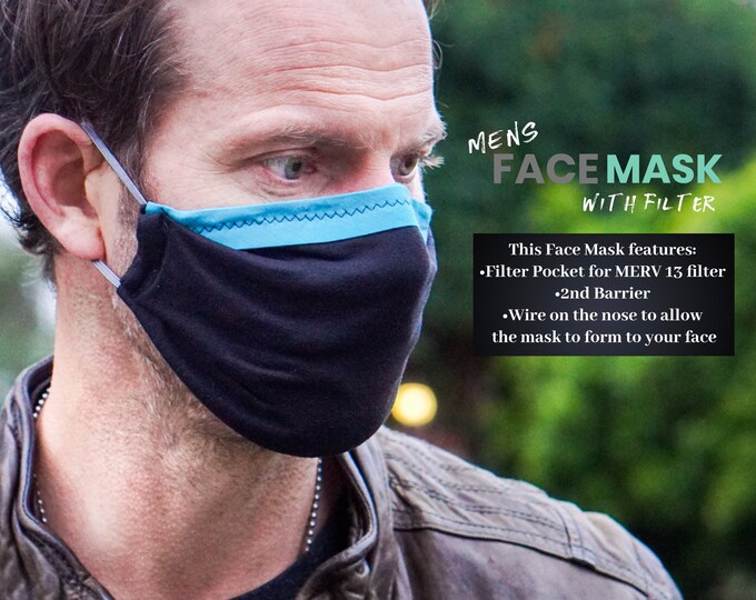 Mens Face Mask W/ Filtermerv 13 & Nose Bridge Wireblack - Etsy