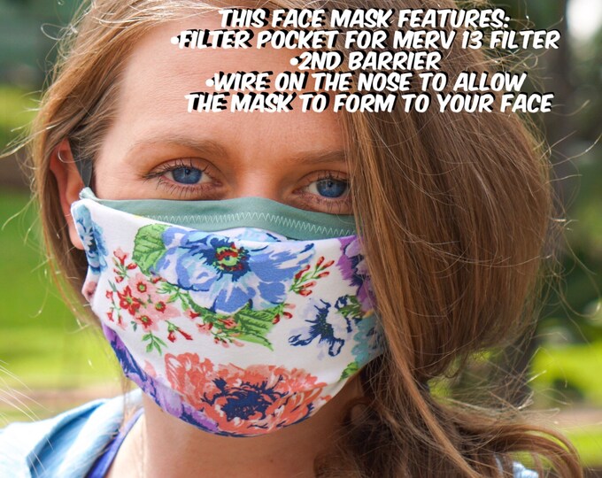 Face Mask W/ Filter(merv 13) & Pocket - Etsy