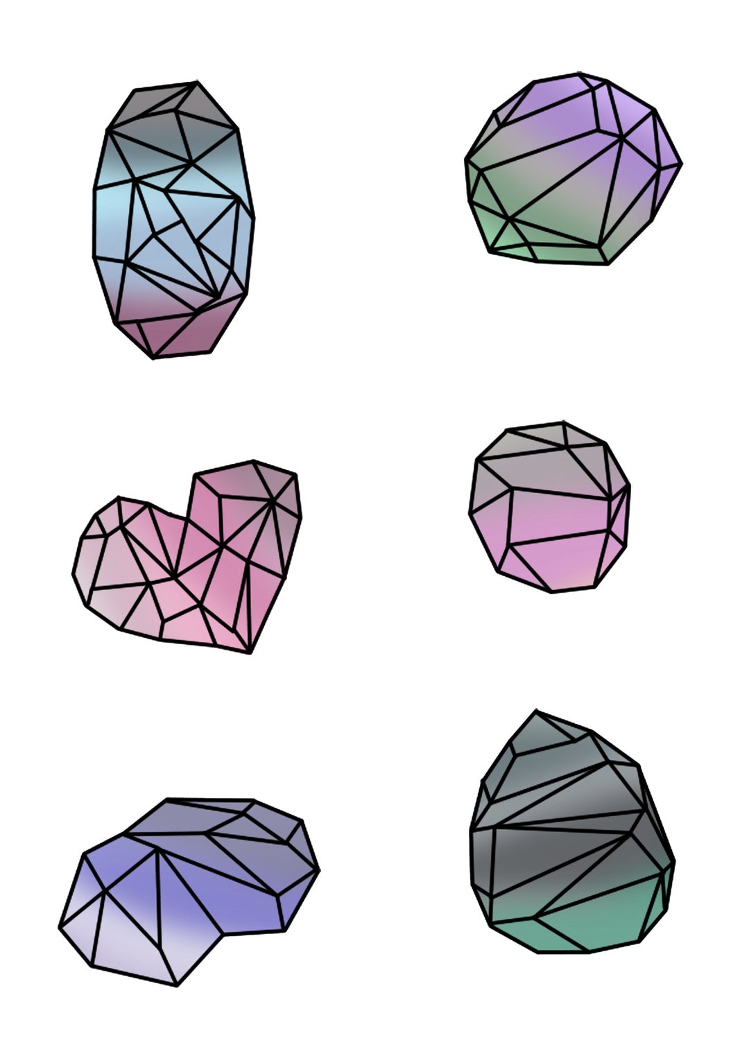 Printable A4 Boho Gems and Crystals Coloring Page Digital Art for ...