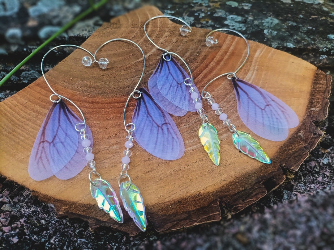Elven Ear Cuffs, Fantasy Fae Cuffs, Butterfly Leaf Earrings, Fairy ...