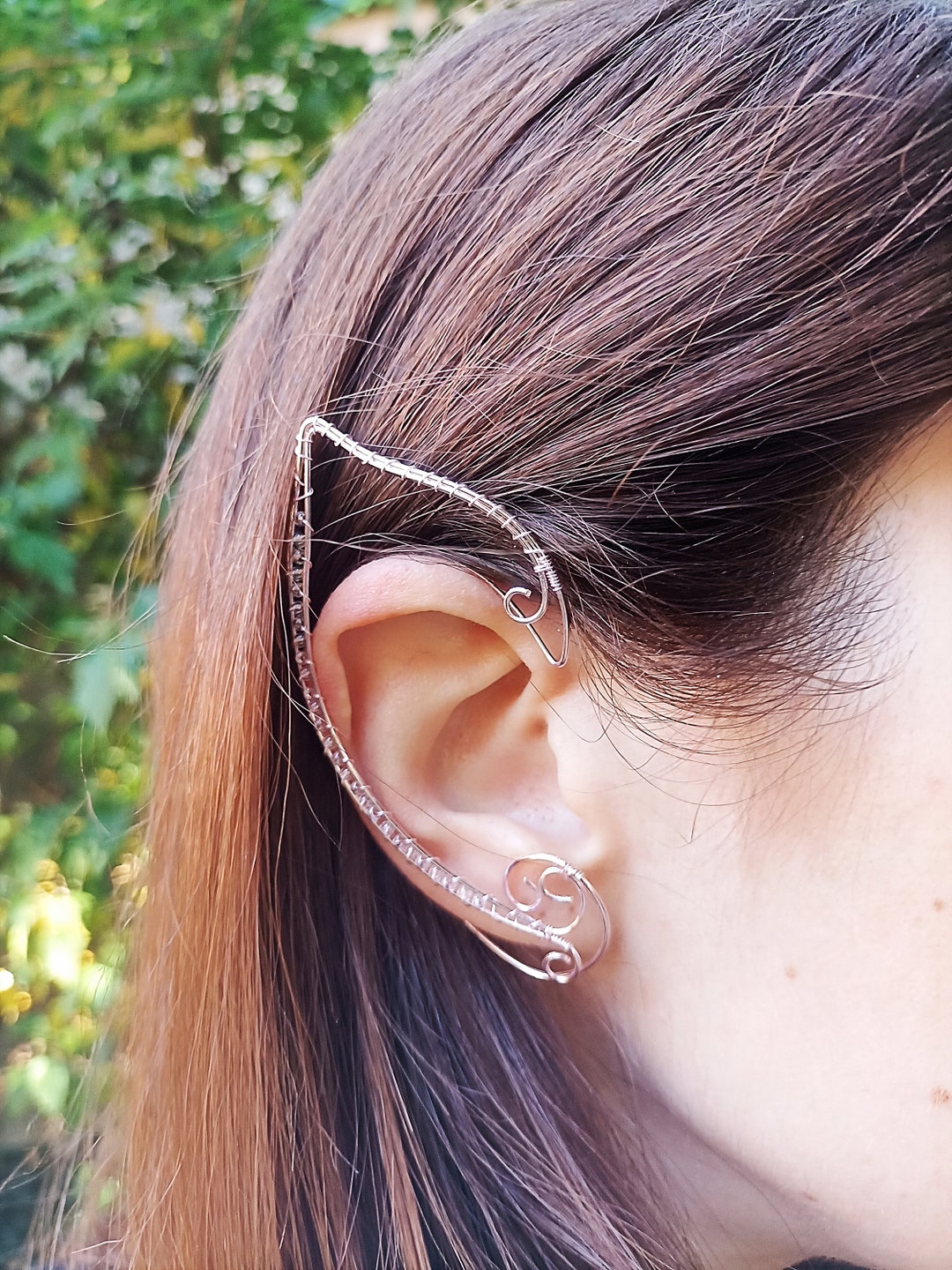Rose Gold Elven Ear Cuffs With Tiny Transparent Beads, Fairy Cuffs ...