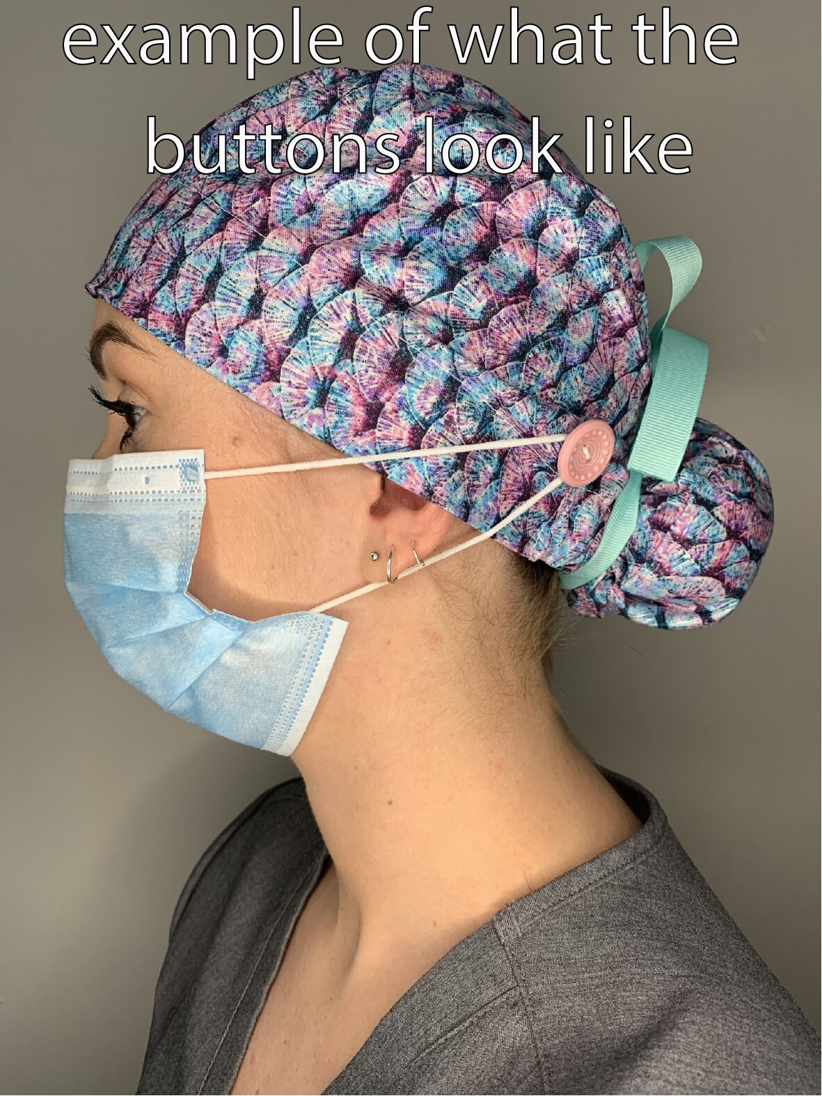 Friends Phoebe Scrub Cap // with buttons // ponytail scrub | Etsy