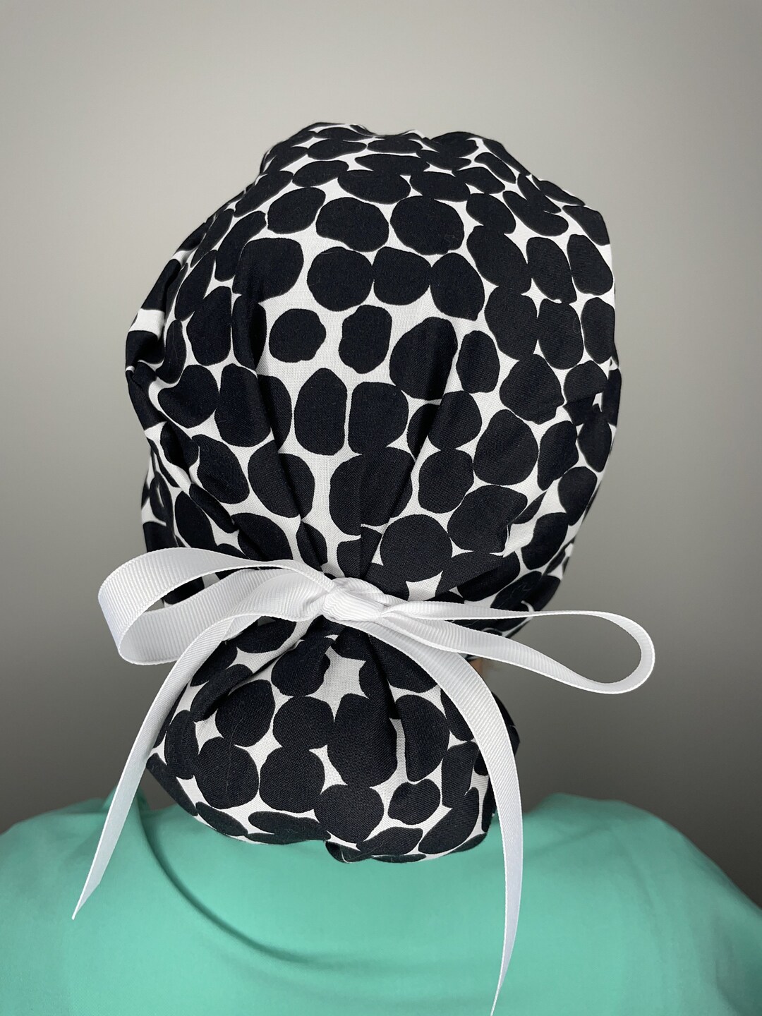 Cobblestone Scrub Cap // With Buttons // Ponytail Scrub Cap // Long ...