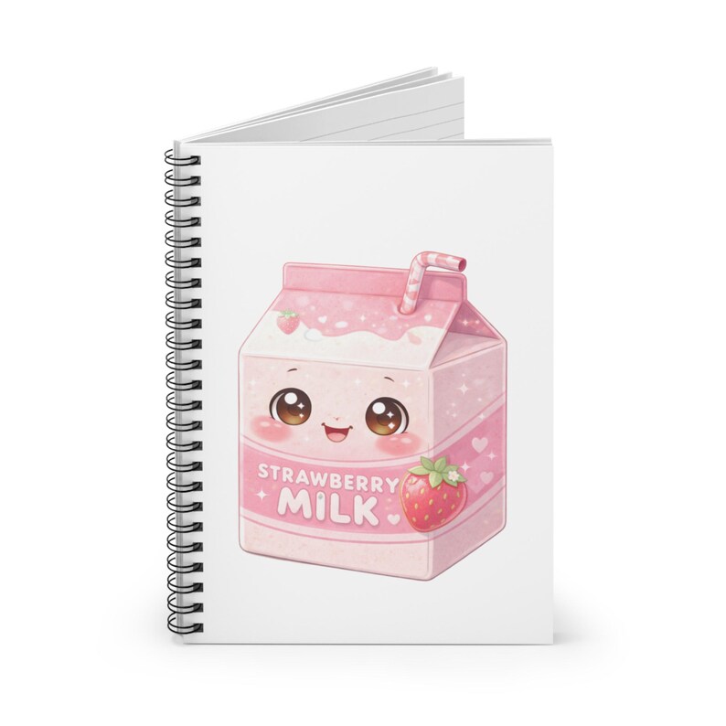 Kawaii Strawberry Milk Carton Spiral Notebook | Cute Pink Journal - Etsy