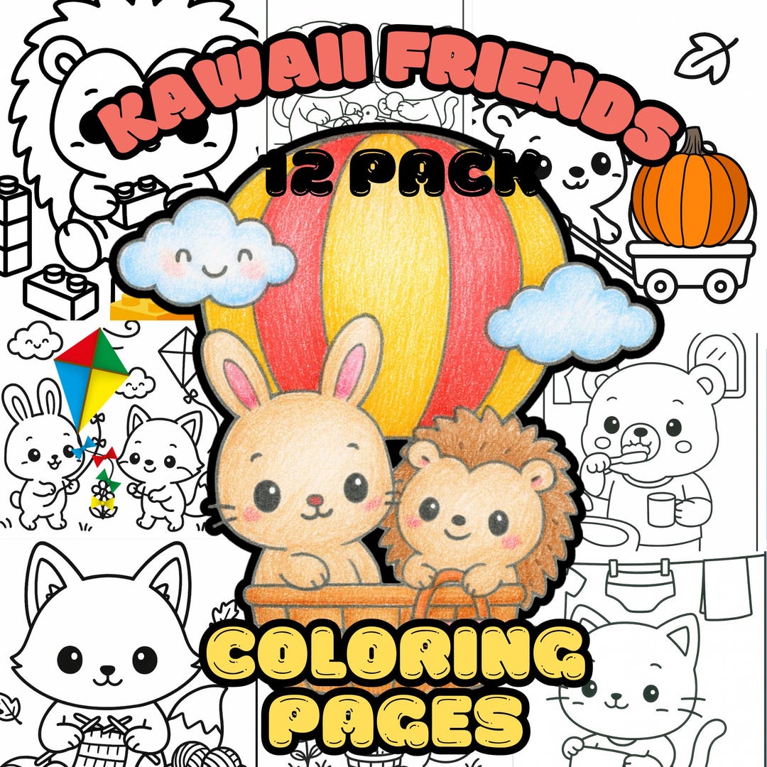 Kawaii Forest Animals Coloring Pages: Kids' Printable Activity (digital ...