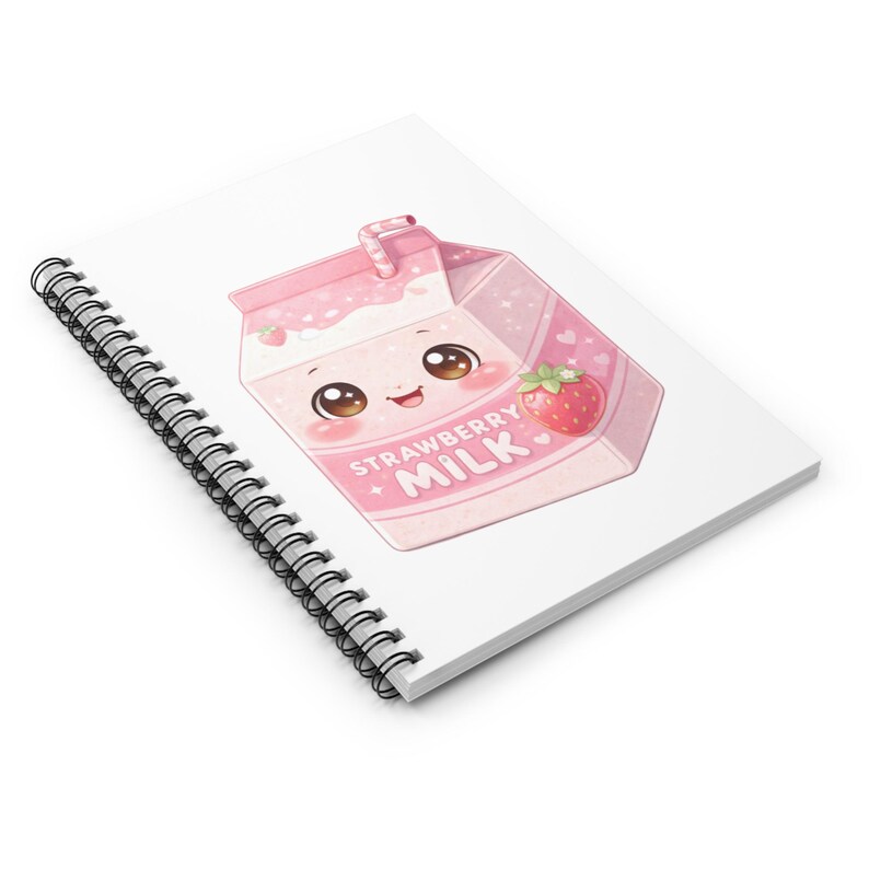 Kawaii Strawberry Milk Carton Spiral Notebook | Cute Pink Journal - Etsy