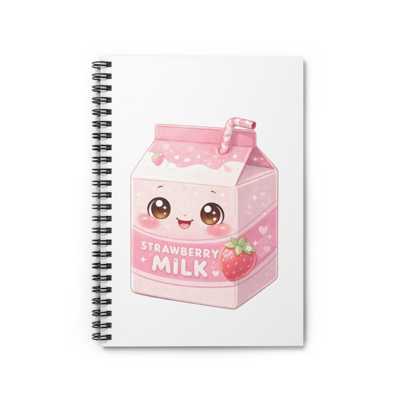 Kawaii Strawberry Milk Carton Spiral Notebook | Cute Pink Journal - Etsy