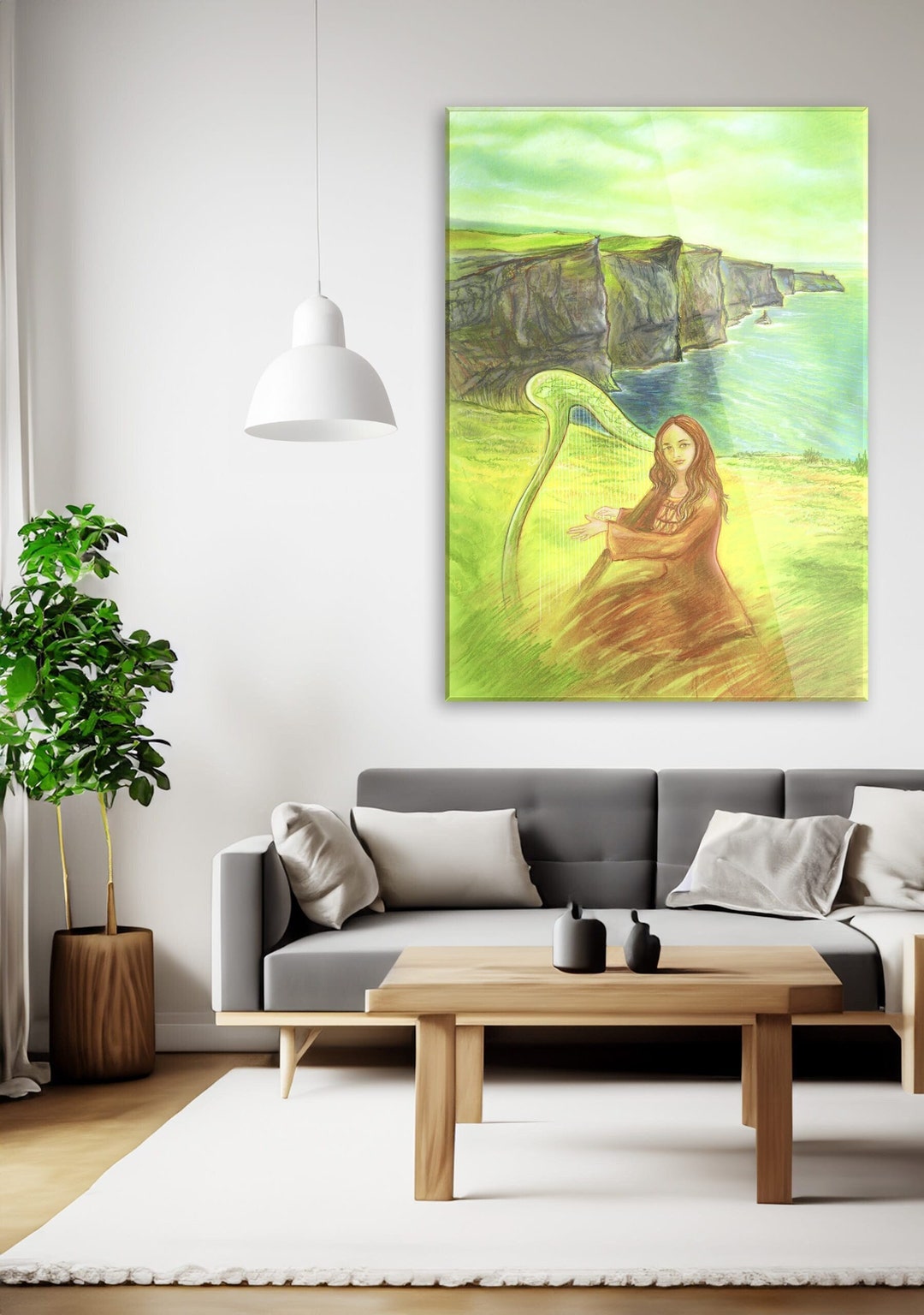 Mural "harp" Artwork on Acrylic Glass or Canvas, Picture, Photo Print ...
