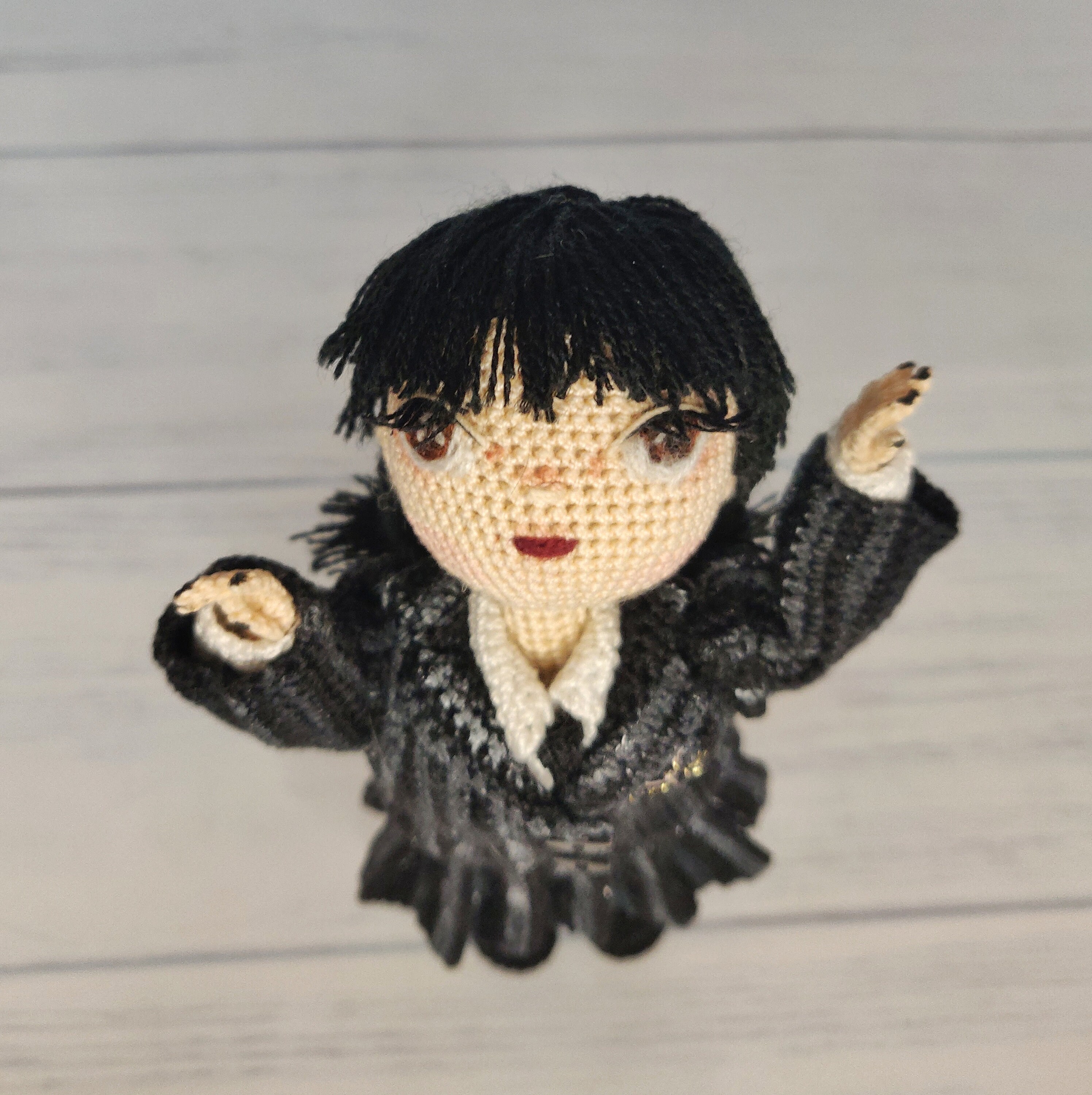 Wednesday Addams, Collection Finished Doll Crocheted, Look-alike Doll ...