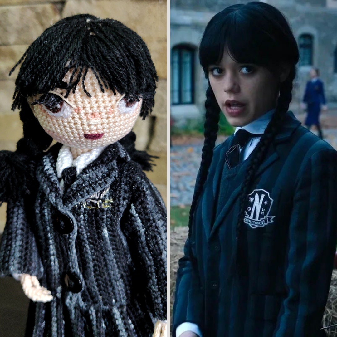 Wednesday Addams, Collection Finished Doll Crocheted, Look-alike Doll ...