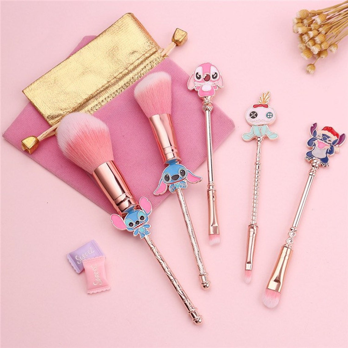 Pre Order 5 Piece Lilo And Stitch Makeup Brush Set Makeup Etsy